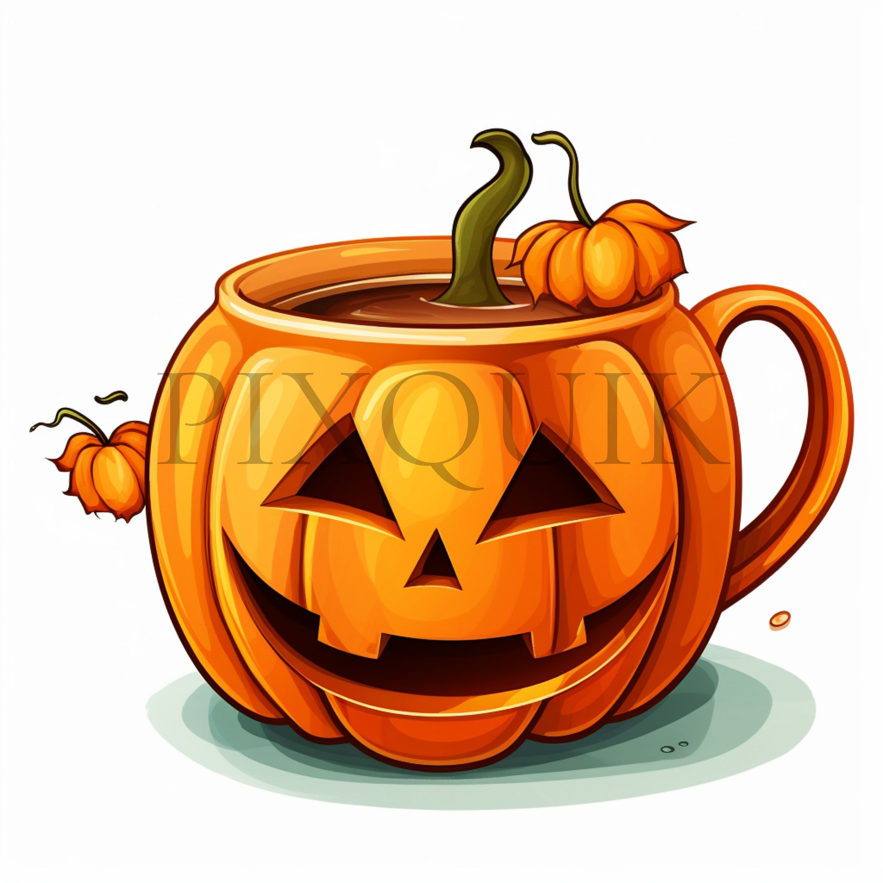 Pumpkin Mug Clipart | Halloween Illustration, Fall (digital Download ...