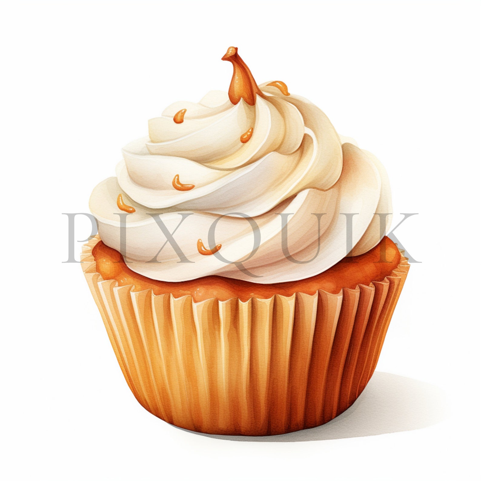 Pumpkin Cupcake Clipart | Autumn Watercolor (digital Download) - Etsy