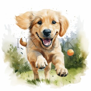 Watercolor Golden Retriever Clipart | 10 Dog Jpgs (digital Download) - Etsy