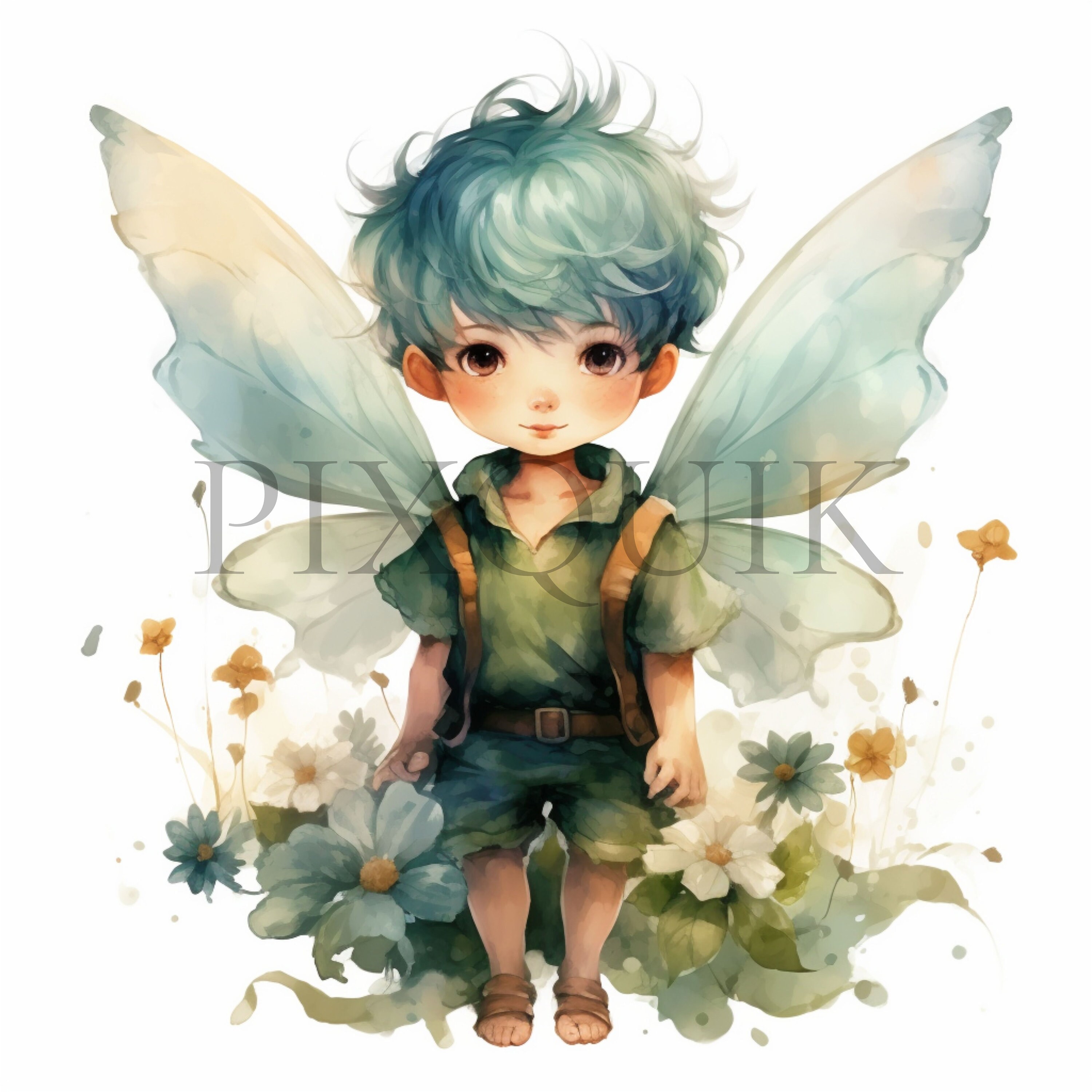 Watercolor Fairy Boy Clipart Set 10 High Quality Jpgs Magical Boy Fairy ...