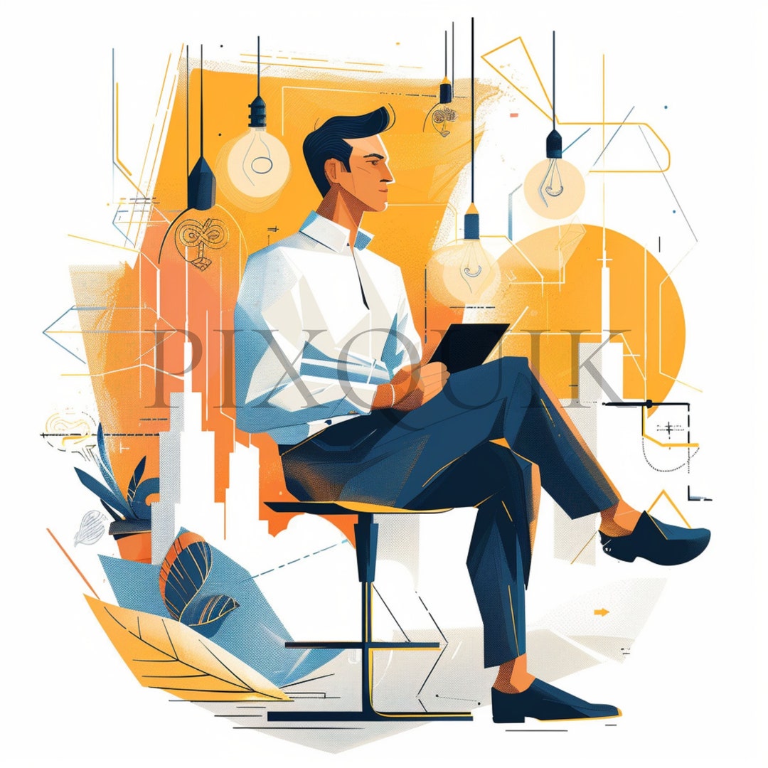 Modern Entrepreneur Clipart | Business Illustration Art (JPG Digital ...