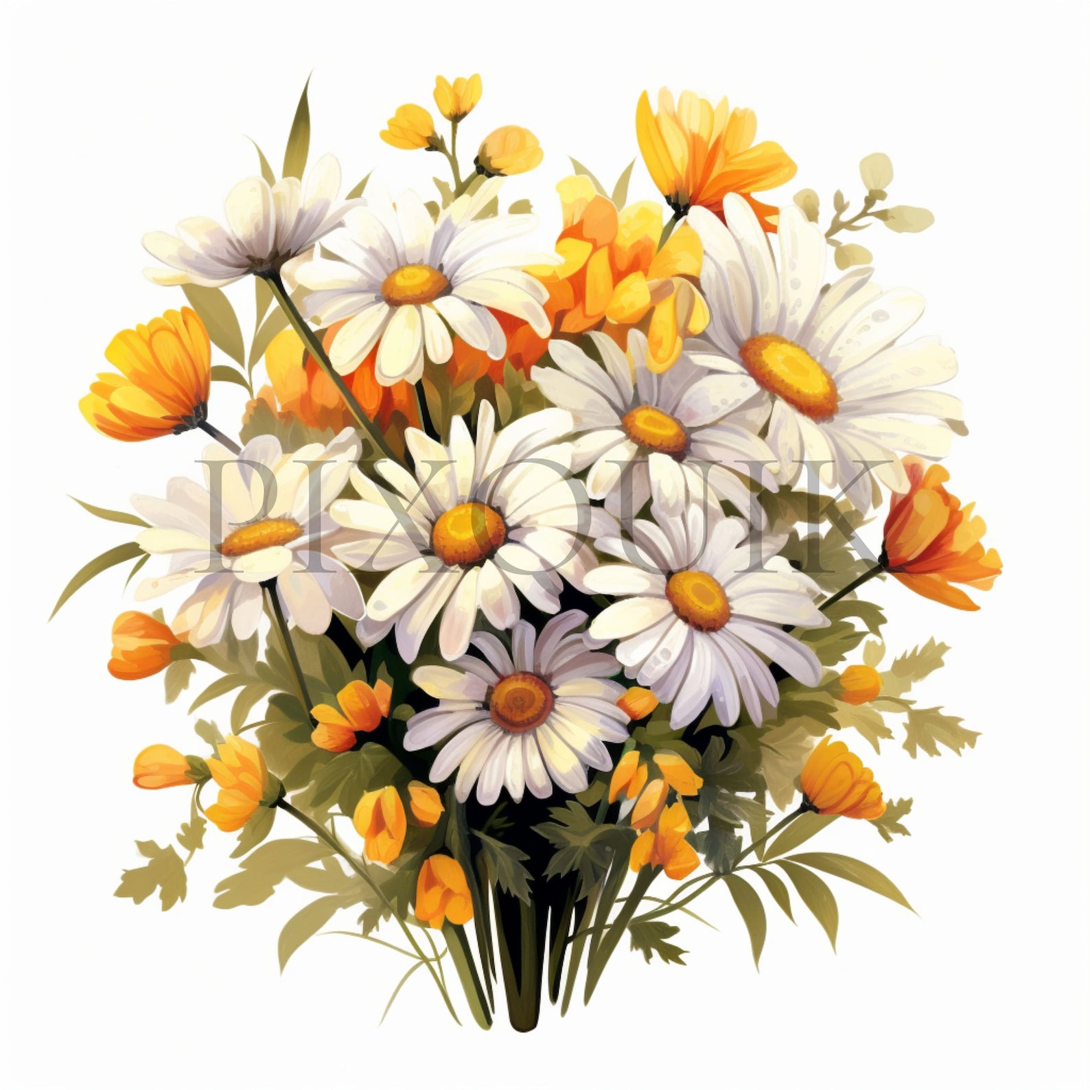 Bouquet of Daisies Clipart Set 10 High Quality Jpgs Daisy Flower Art ...