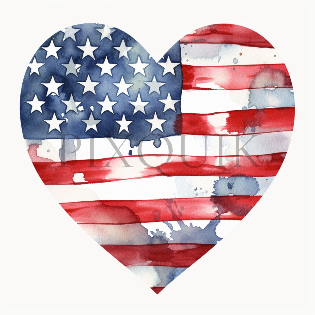 USA Flag Heart Clipart 10 High Quality Jpg's Digital Download Patriotic ...