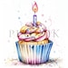 Watercolor Birthday Cupcake Clipart 1 10 High Quality Jpgs Digital ...