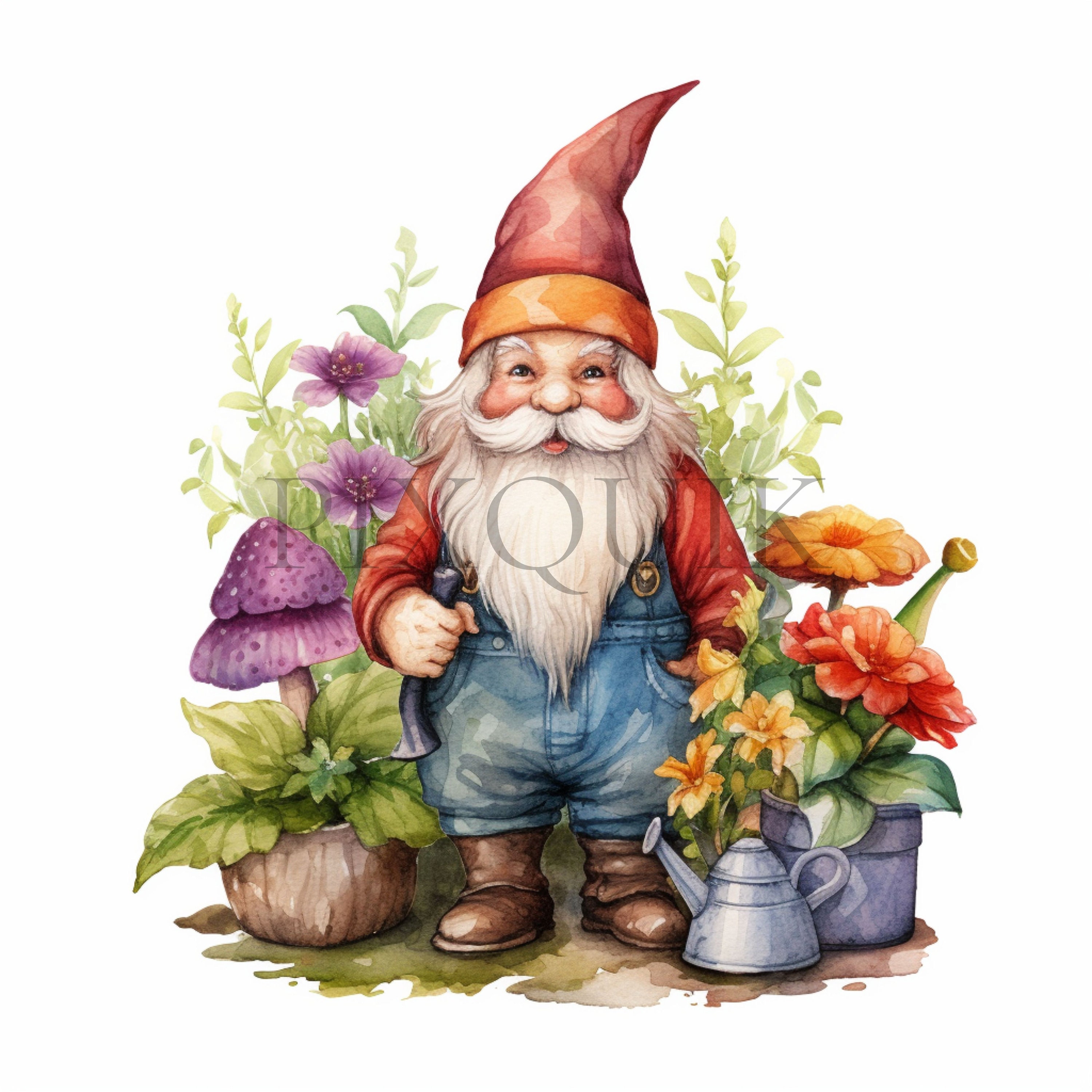 Watercolor Garden Gnome Clipart 10 High Quality Jpgs Gnome Clipart ...