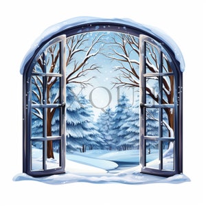 Snowy Window Clipart | 10 High Quality JPG | Winter Illustration | Cozy ...