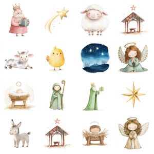 Christmas Nativity Elements Clipart | 21 JPG Files | Card Making ...