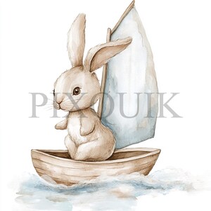 Bunny With Boat Clipart | 10 Jpg's and PNG Files | Card Making ...