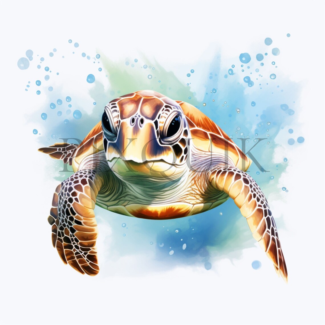 Watercolor Turtle Clipart 10 High-quality Jpgs Sea Turtle Digital ...
