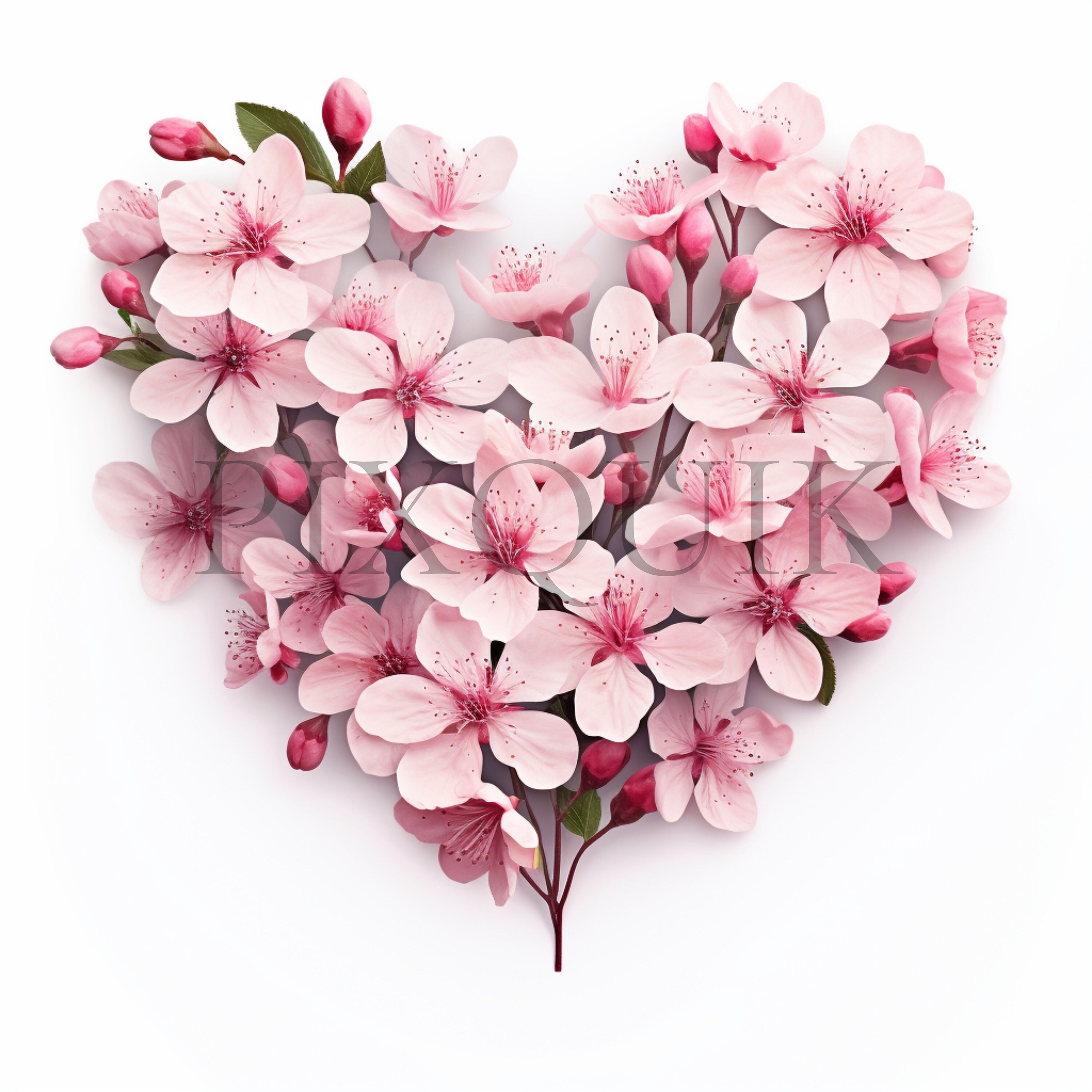 Floral Heart Cherry Blossom Clipart | Romantic Art (JPG) - Etsy