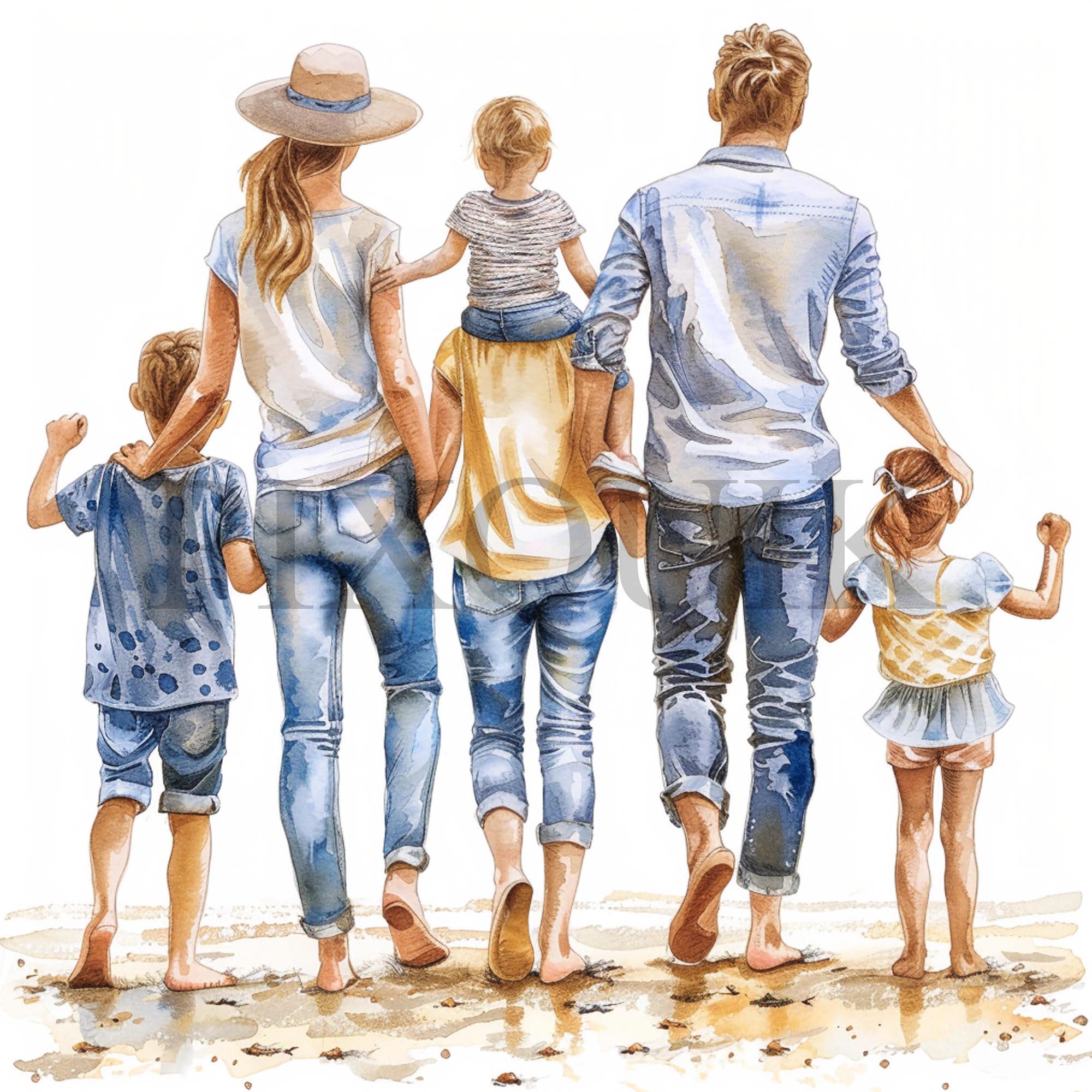 Watercolor Family Clipart: Reunion Art, Custom Portrait (digital ...