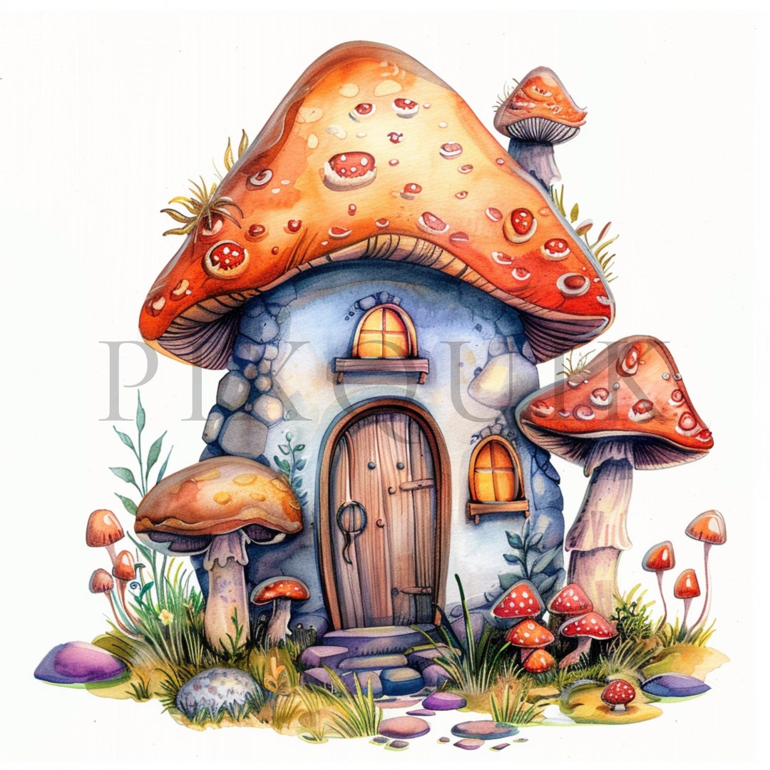 Mushroom House Clipart | 10 High Quality Jpgs | Digital Download ...