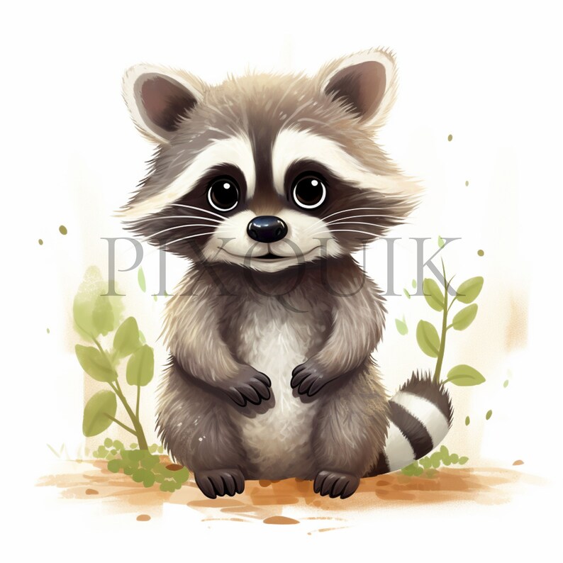 Raccoon Clipart Woodland Animal Clipart 10 High Quality JPG Cute ...