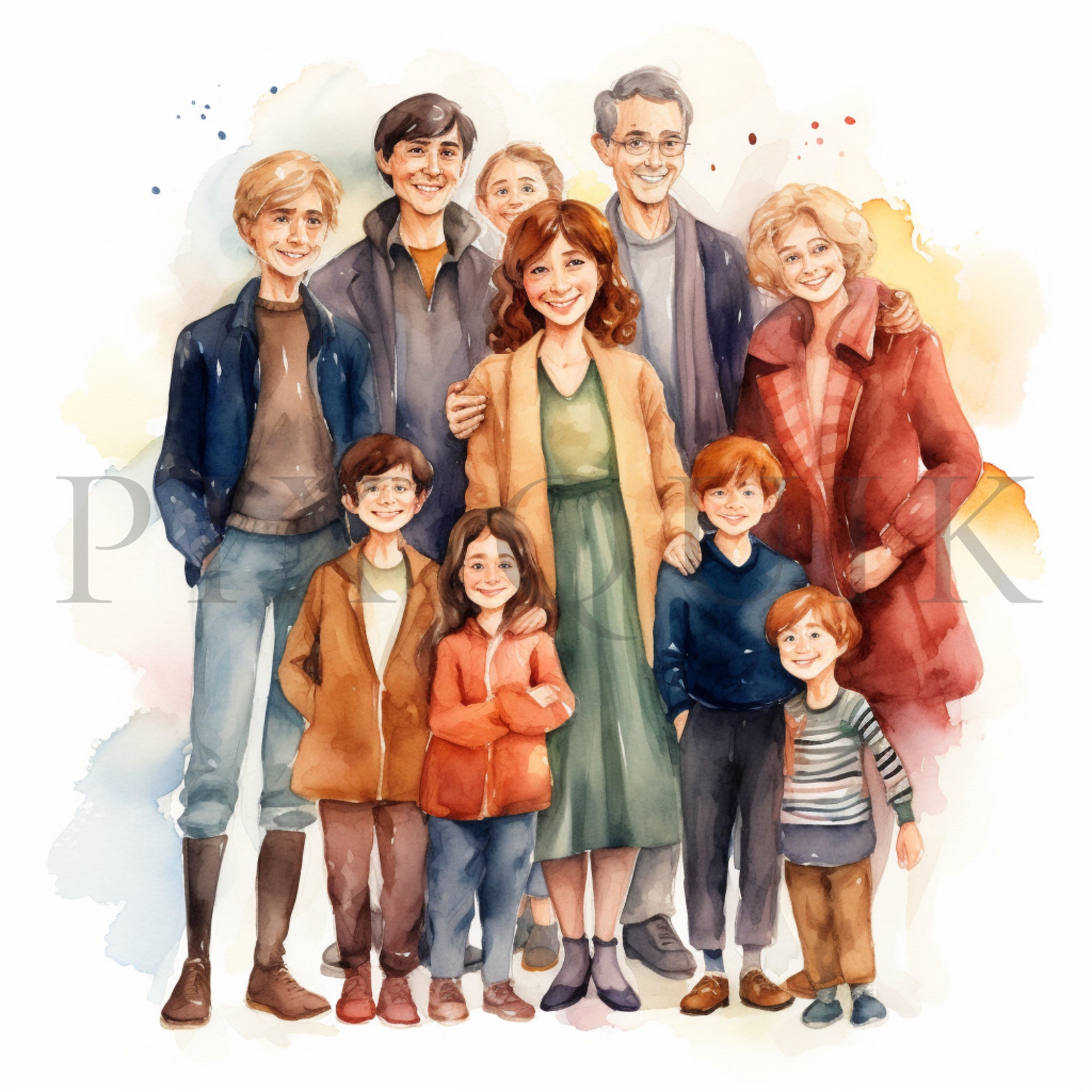 Watercolor Family Clipart 12 High Quality Jpgs Family Gathering Clipart ...