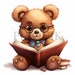 Teddy Bear Reading Clipart | High-quality Jpgs, Commercial Use (digital ...