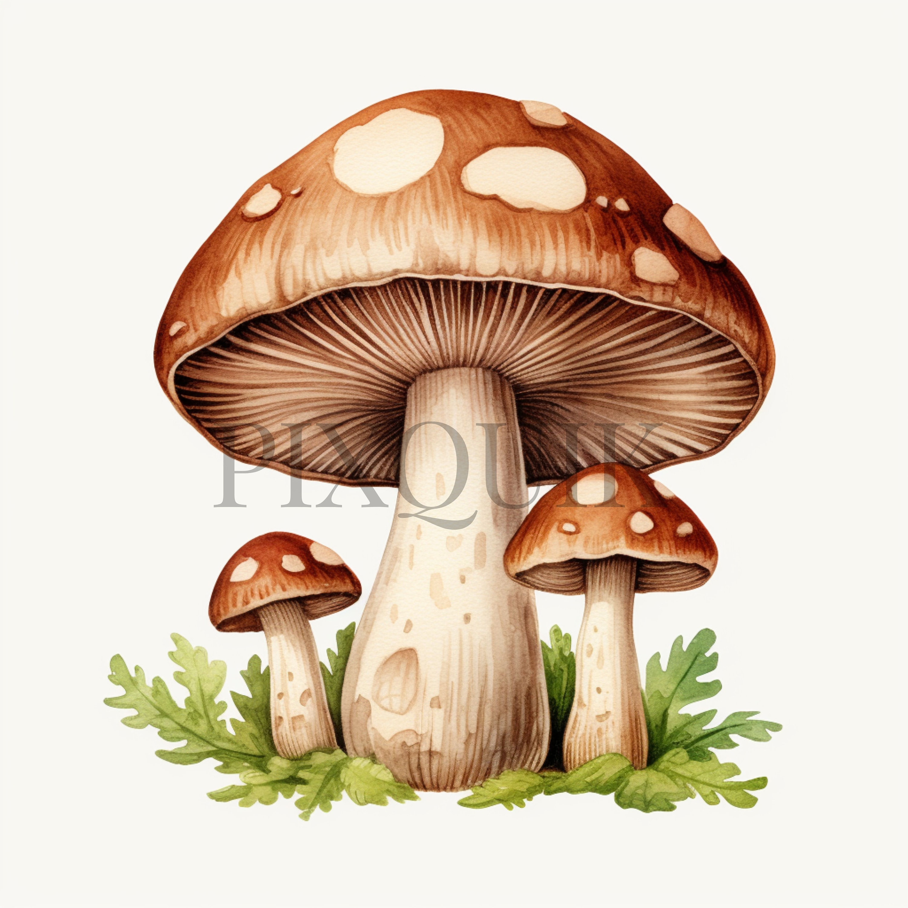 Watercolor Mushroom Clipart – Nature Illustration, Jpgs (digital ...