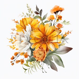 Autumn Flowers Clipart | 10 High Quality Jpgs | Digital Download ...
