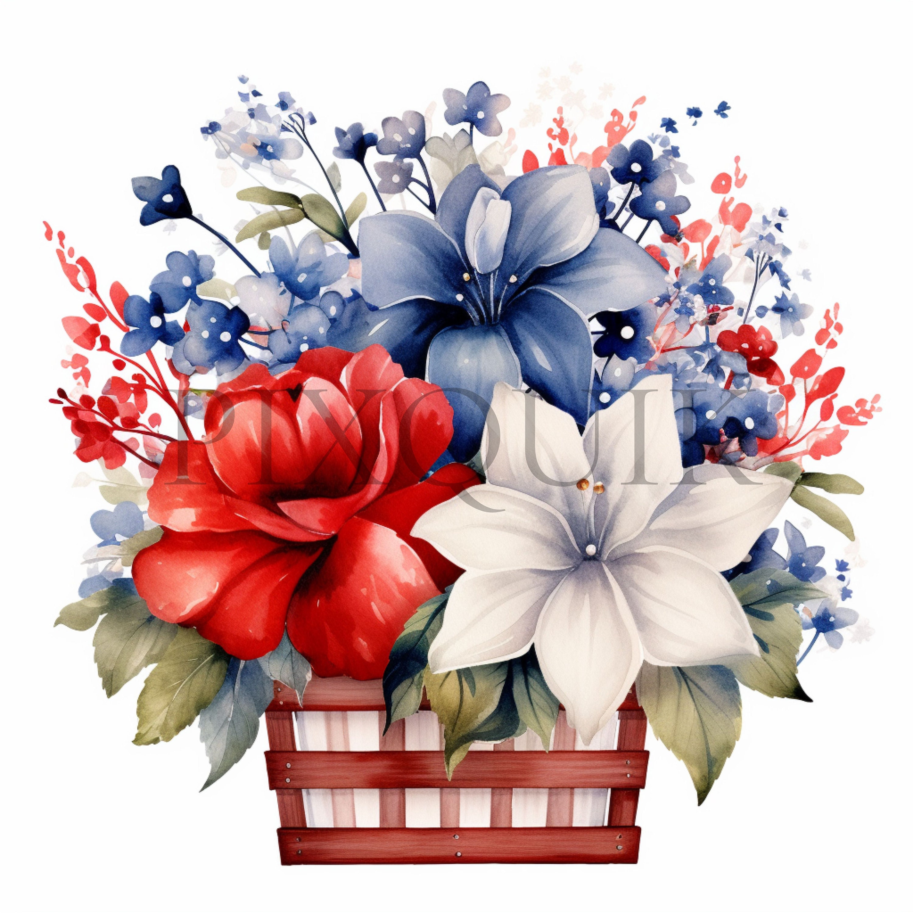 4th of July Floral Clipart 10 High Quality Jpg's Digital Download ...