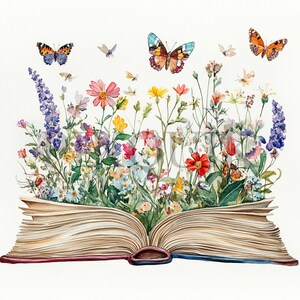 Floral Open Book Clipart Bundle | Junk Journals | Fantasy Open Book and ...