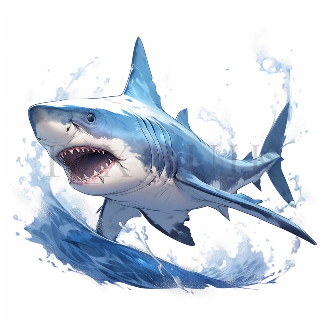 Watercolor Shark Clipart 10 High Quality Jpgs Shark Clipart Whale Shark ...