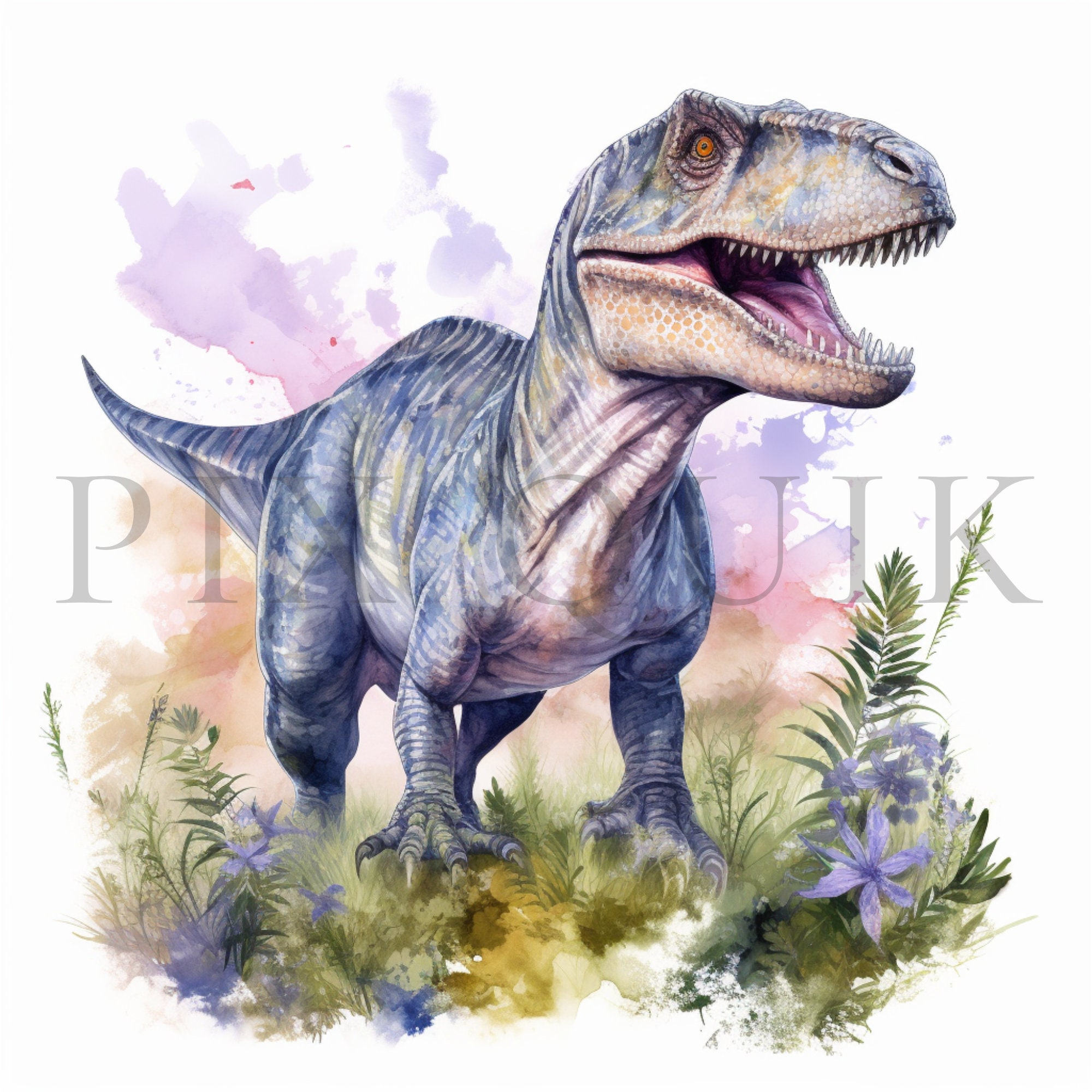 Watercolor Dinosaur Clipart – High Quality Jpgs, Card Making (digital ...