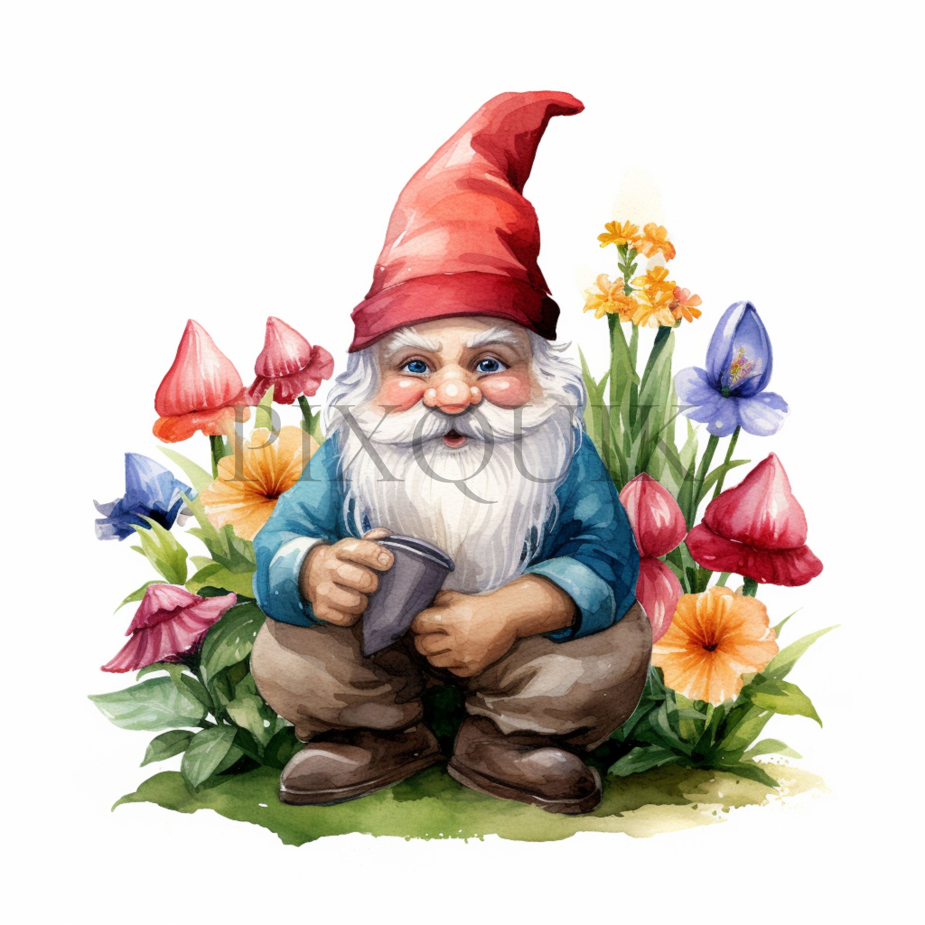 Watercolor Garden Gnome Clipart 10 High Quality Jpgs Gnome Clipart ...