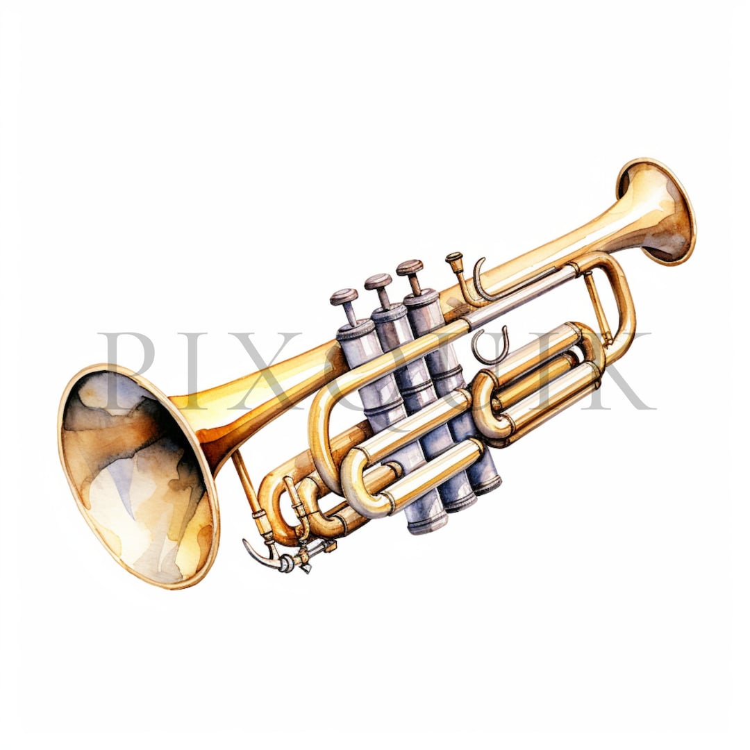 Trumpet Clipart | 10 High Quality Jpgs | Digital Download | Trumpet ...