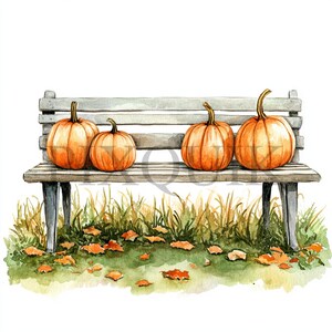 Autumn Bench Clipart | 10 High Quality Jpg's | Cozy Fall Bench ...