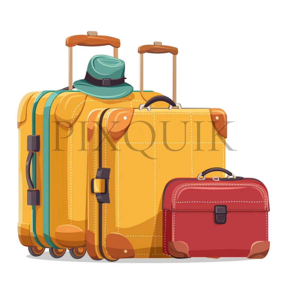 Rolling Luggage Clipart | Colorful Suitcase Art (digital Download) - Etsy