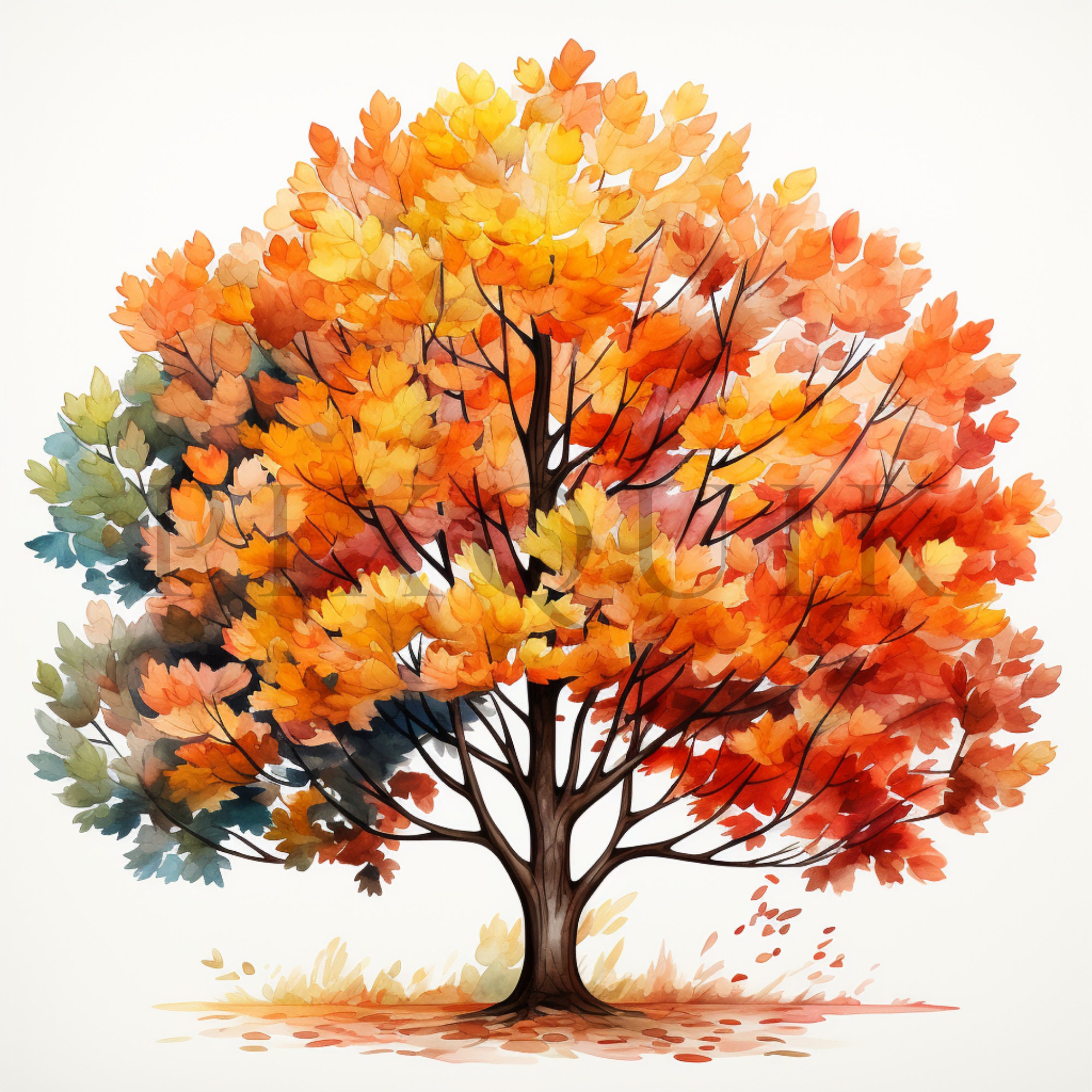Autumn Tree Clipart | Fall Foliage Jpgs (digital Download) - Etsy