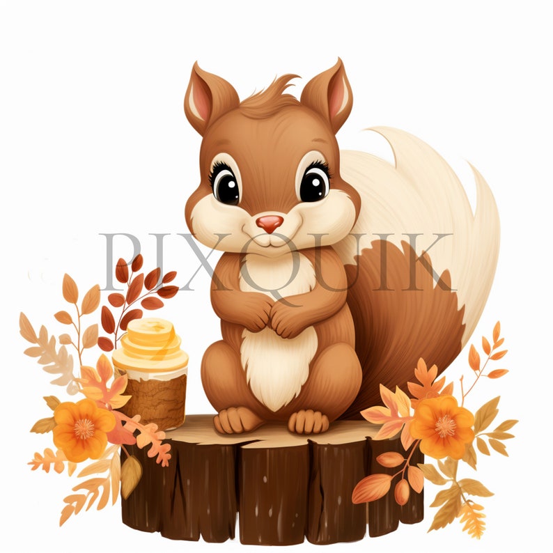 Cute Fall Squirrel Clipart | 10 JPG Illustrations (instant Download) - Etsy