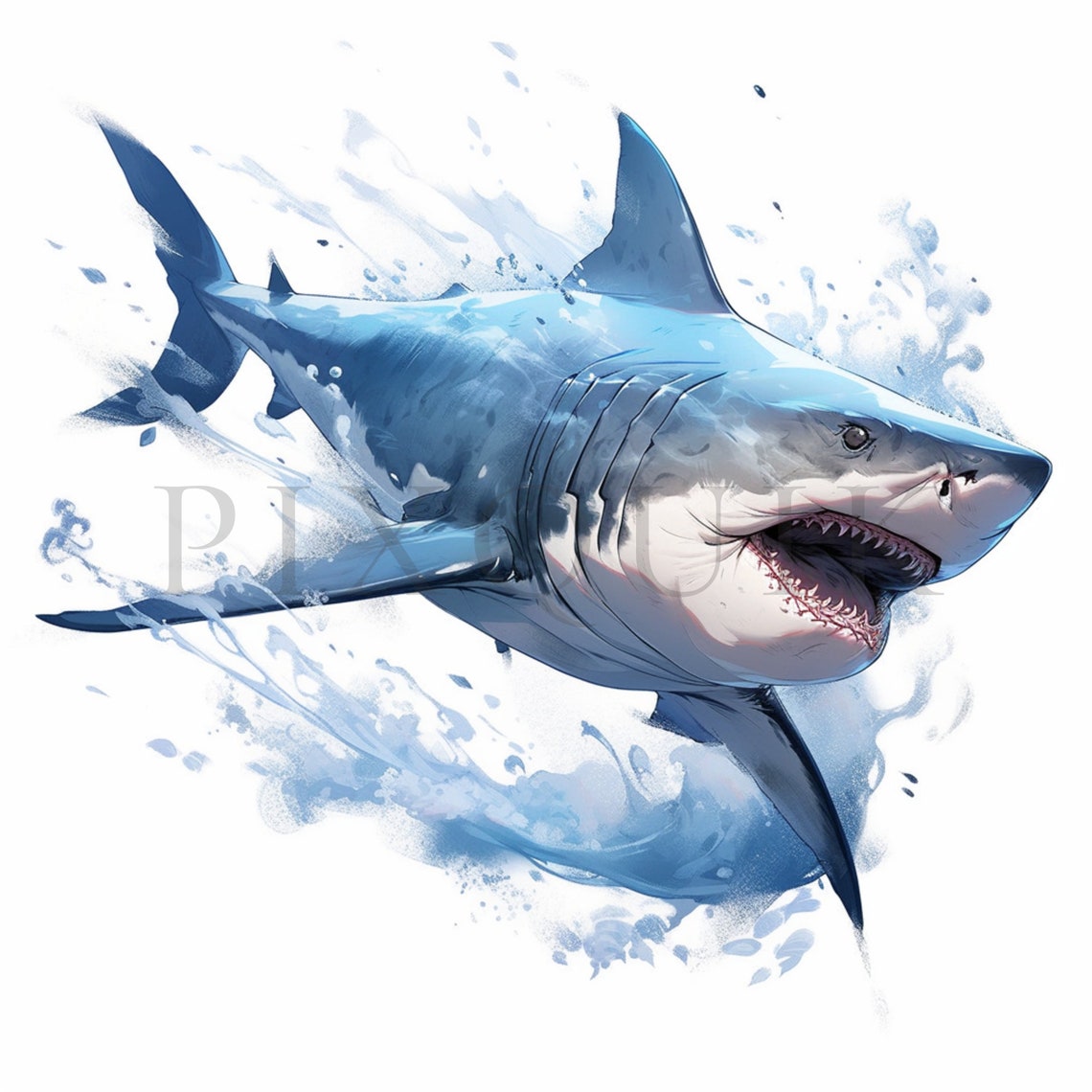 Watercolor Shark Clipart 10 High Quality Jpgs Shark Clipart Whale Shark ...