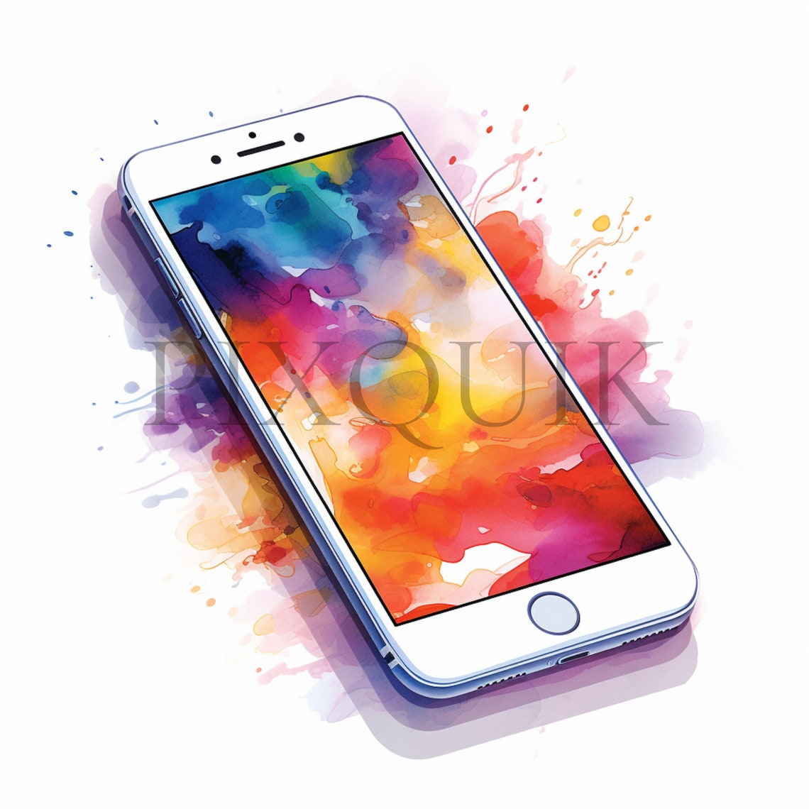 Watercolor Smartphone Clipart Set 10 High Quality Jpgs Digital Download ...