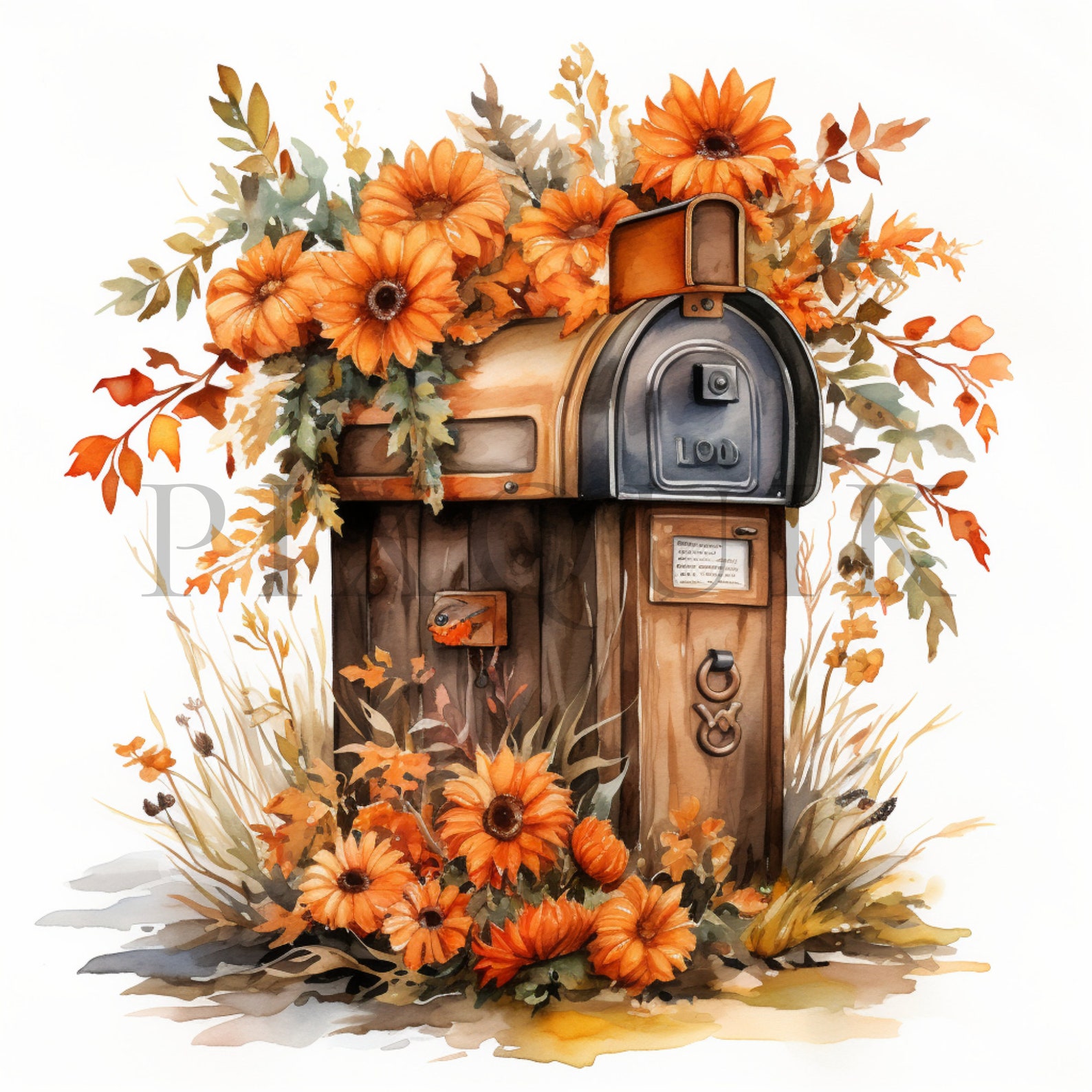 Autumn Mailbox Clipart 10 High Quality Jpgs Digital Download Flower ...