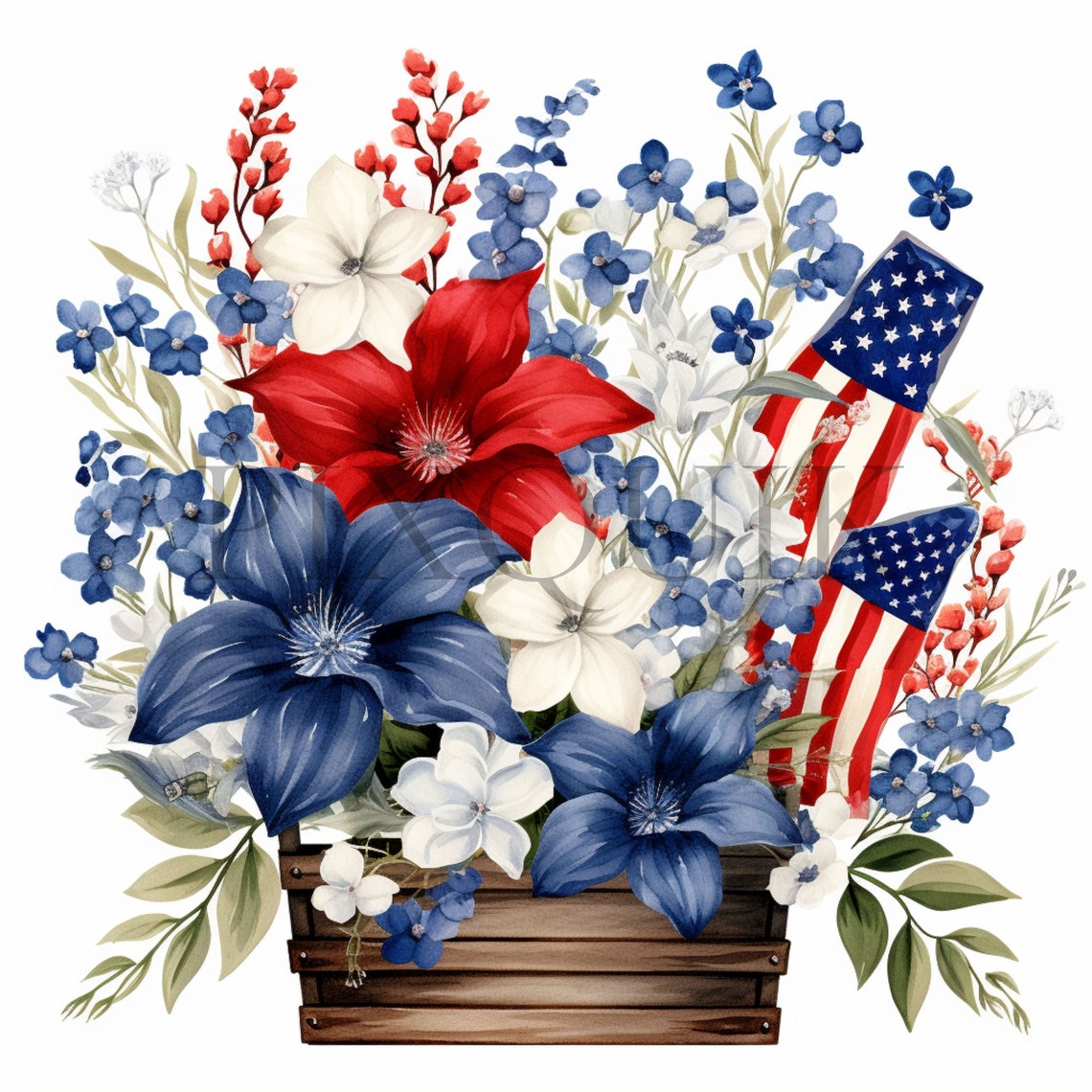 4th of July Floral Clipart 10 High Quality Jpg's Digital Download ...