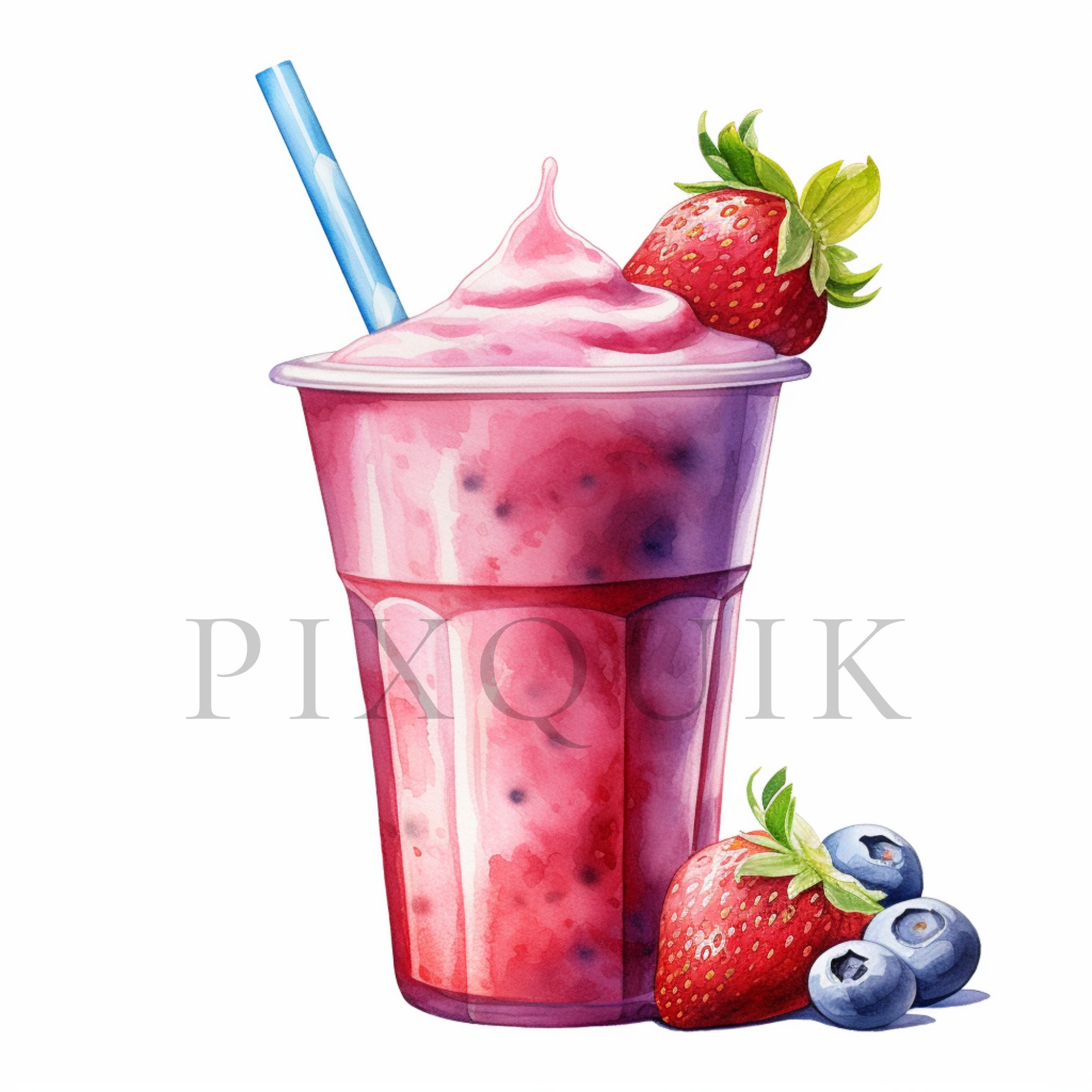 Watercolor Smoothie Cup Clipart 10 High Quality Jpgs Digital Download ...
