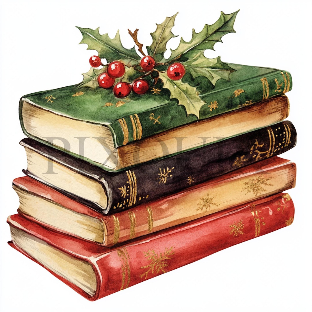 Vintage Christmas Book Clipart | Holiday Illustration (digital Download ...