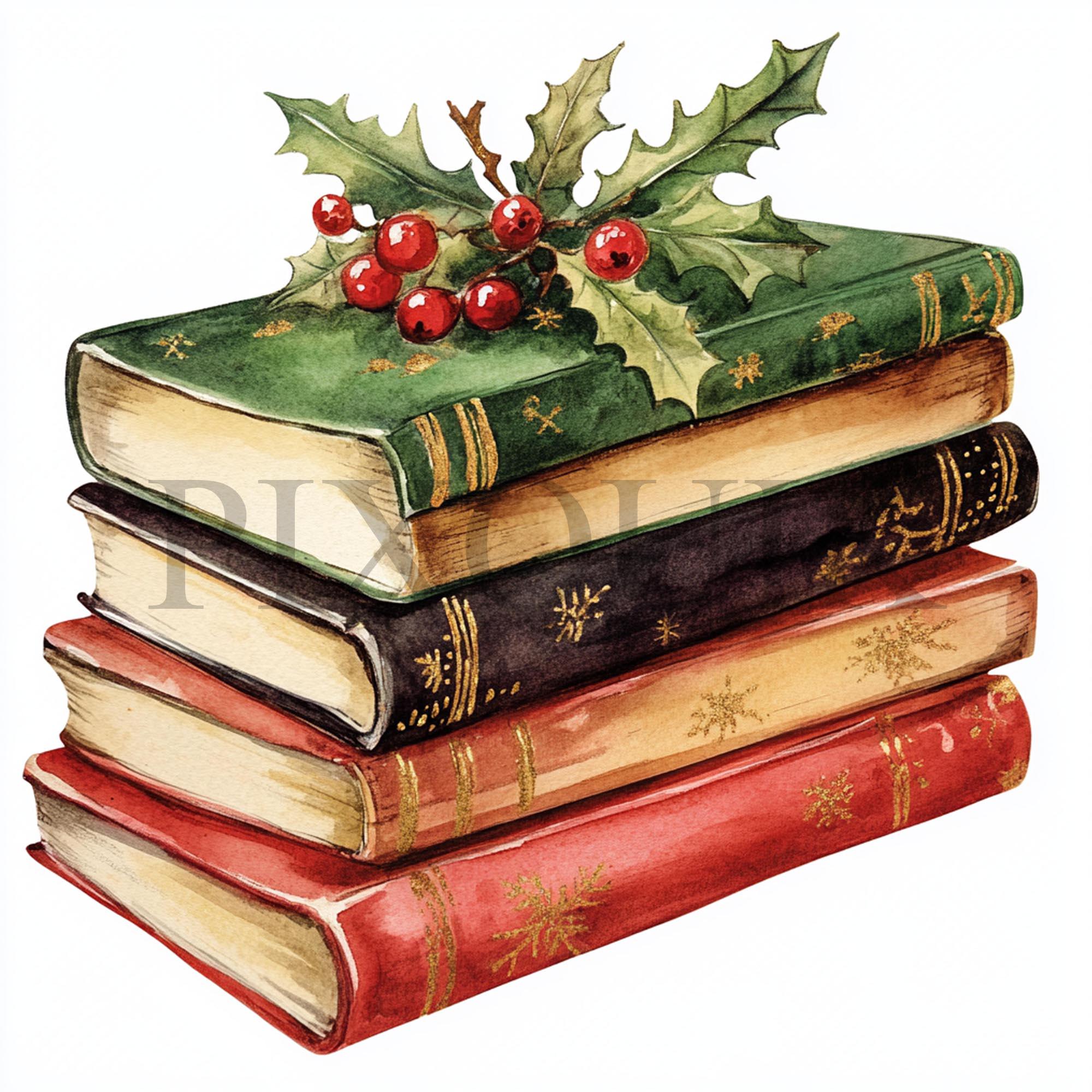 Vintage Christmas Book Clipart | Holiday Illustration (digital Download ...