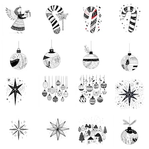 Christmas Clipart Black and White | 90 Cliparts Files | Scandinavian ...
