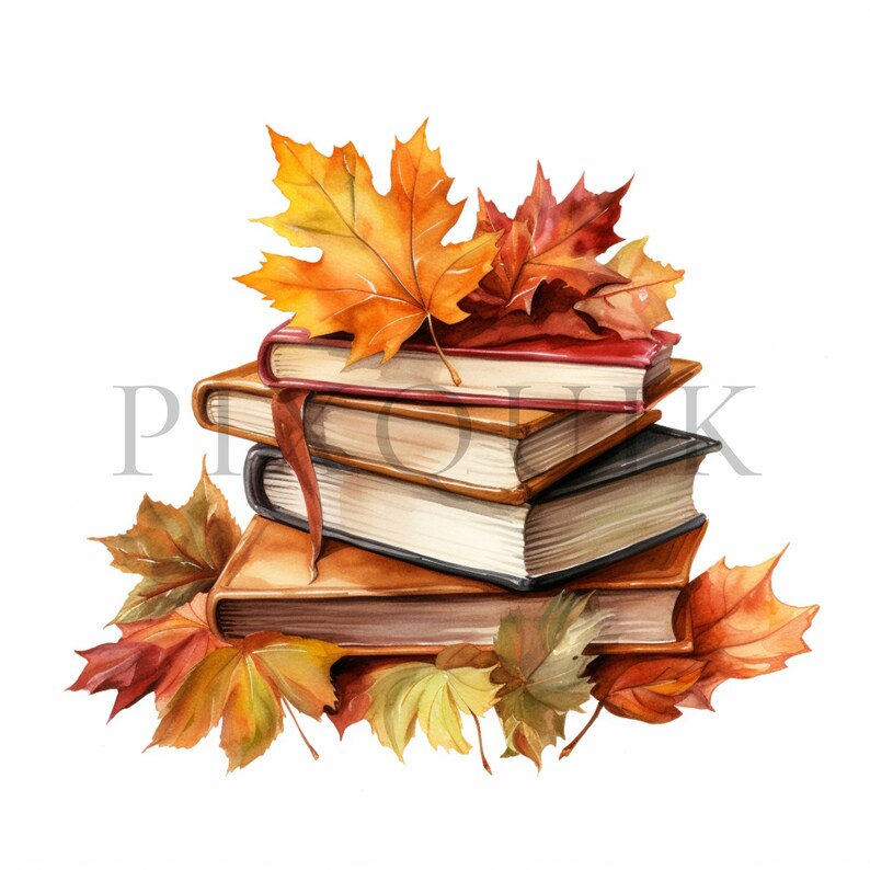 Watercolor Autumn Book Clipart | Fall Leaves (digital Download) - Etsy
