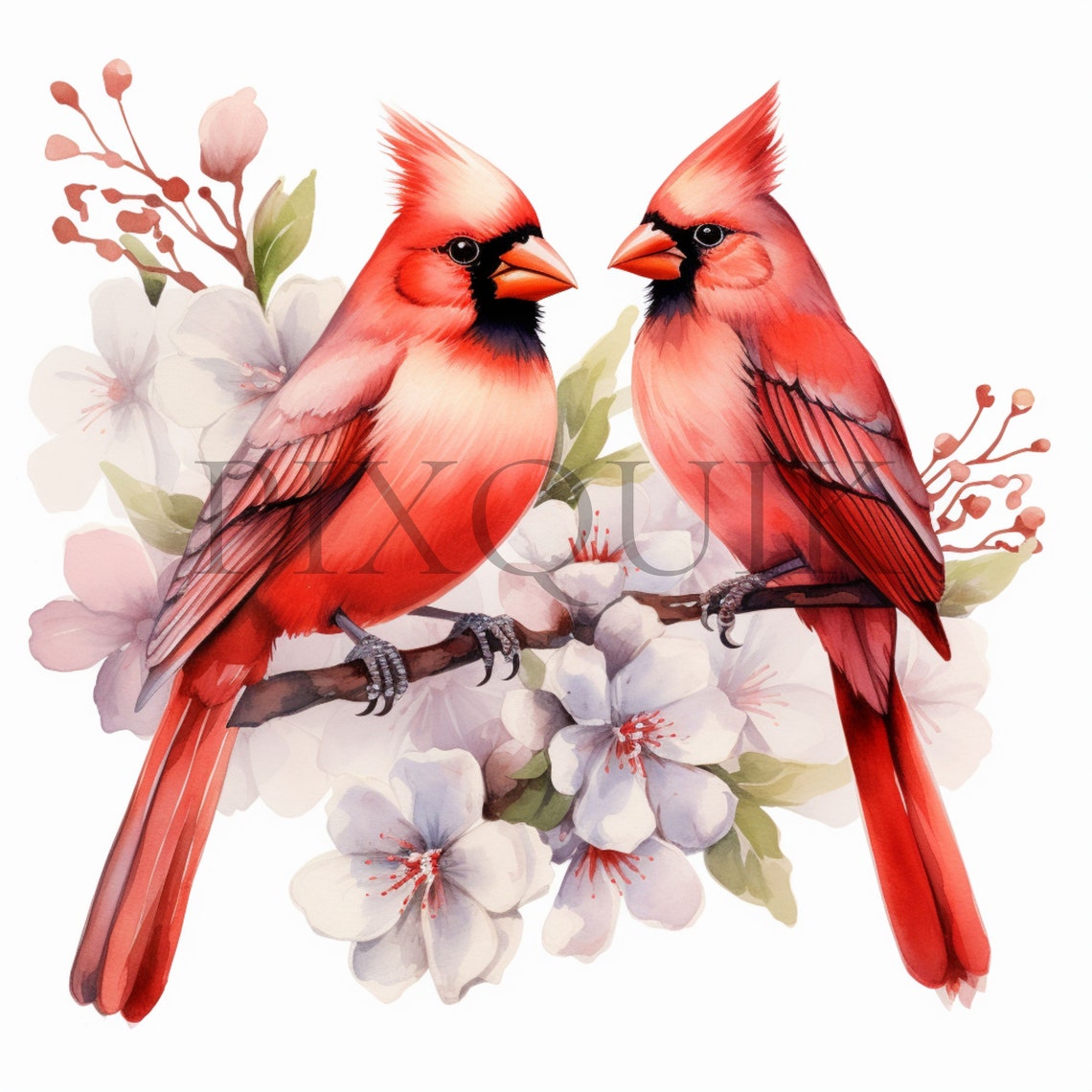 Cardinal Friends Flowers Clipart 10 High Quality Jpgs Commercial Use ...