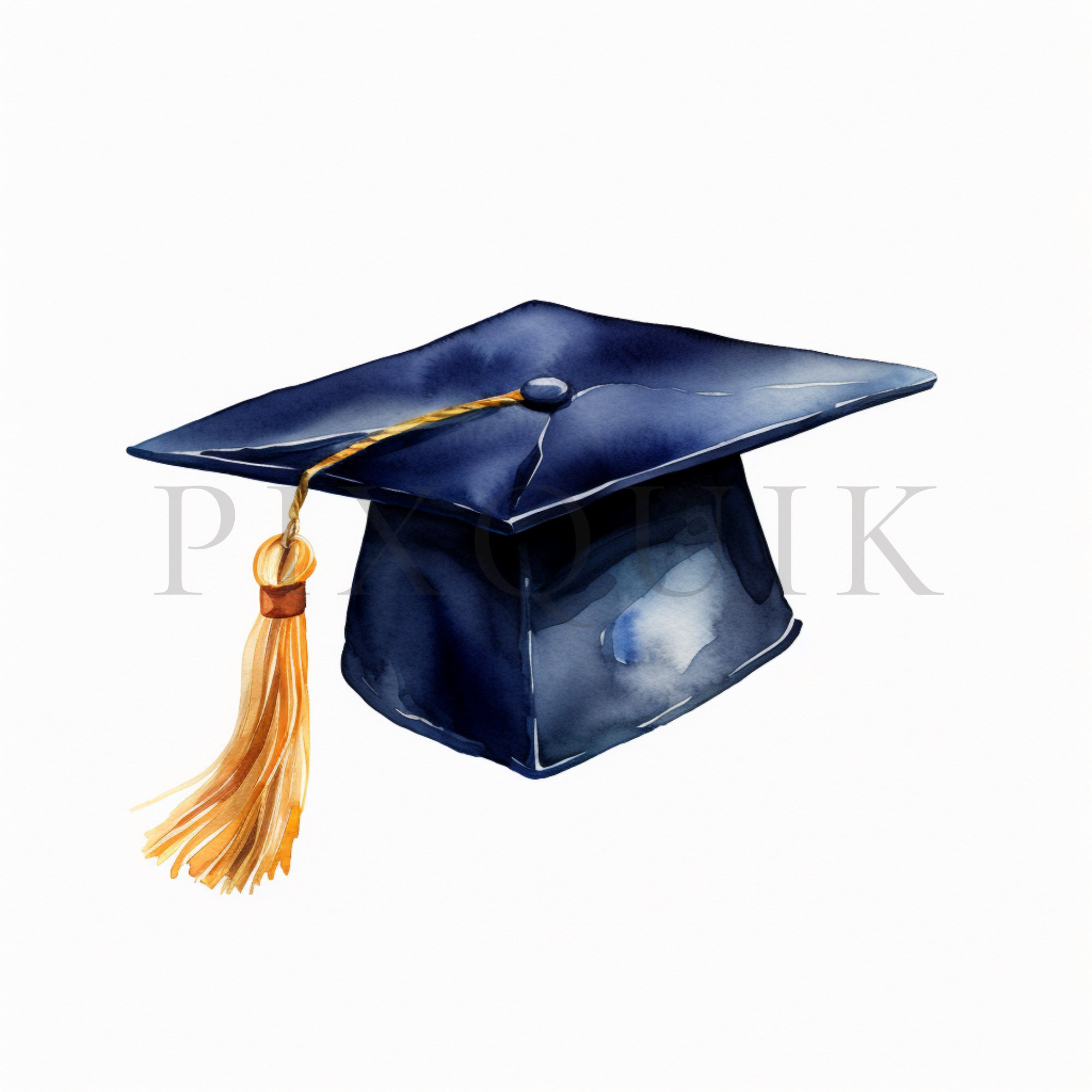 Watercolor Graduation Cap Clipart - 10 High Quality Jpgs | Digital ...