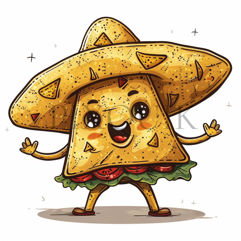 Watercolor Cartoon Nachos Clipart 10 High-quality Jpgs Nachos Digital ...
