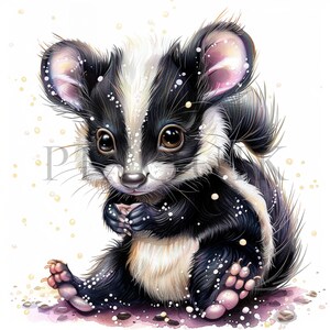 Watercolor Skunks Clipart | 10 High Quality Jpgs | Skunks Clipart ...