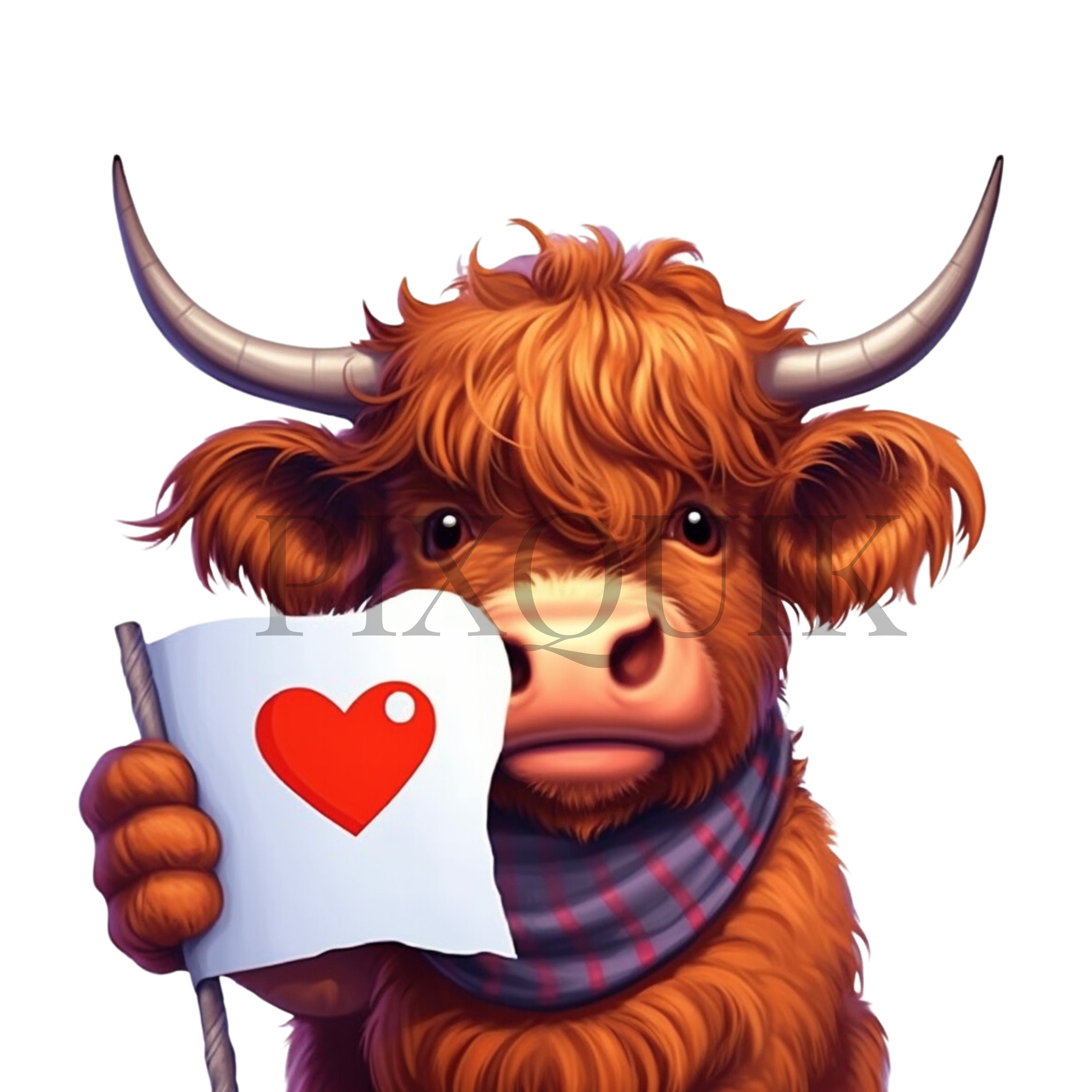 Valentines Highland Cow Clipart Bundle Scottish Highland Cow Set of 10 ...