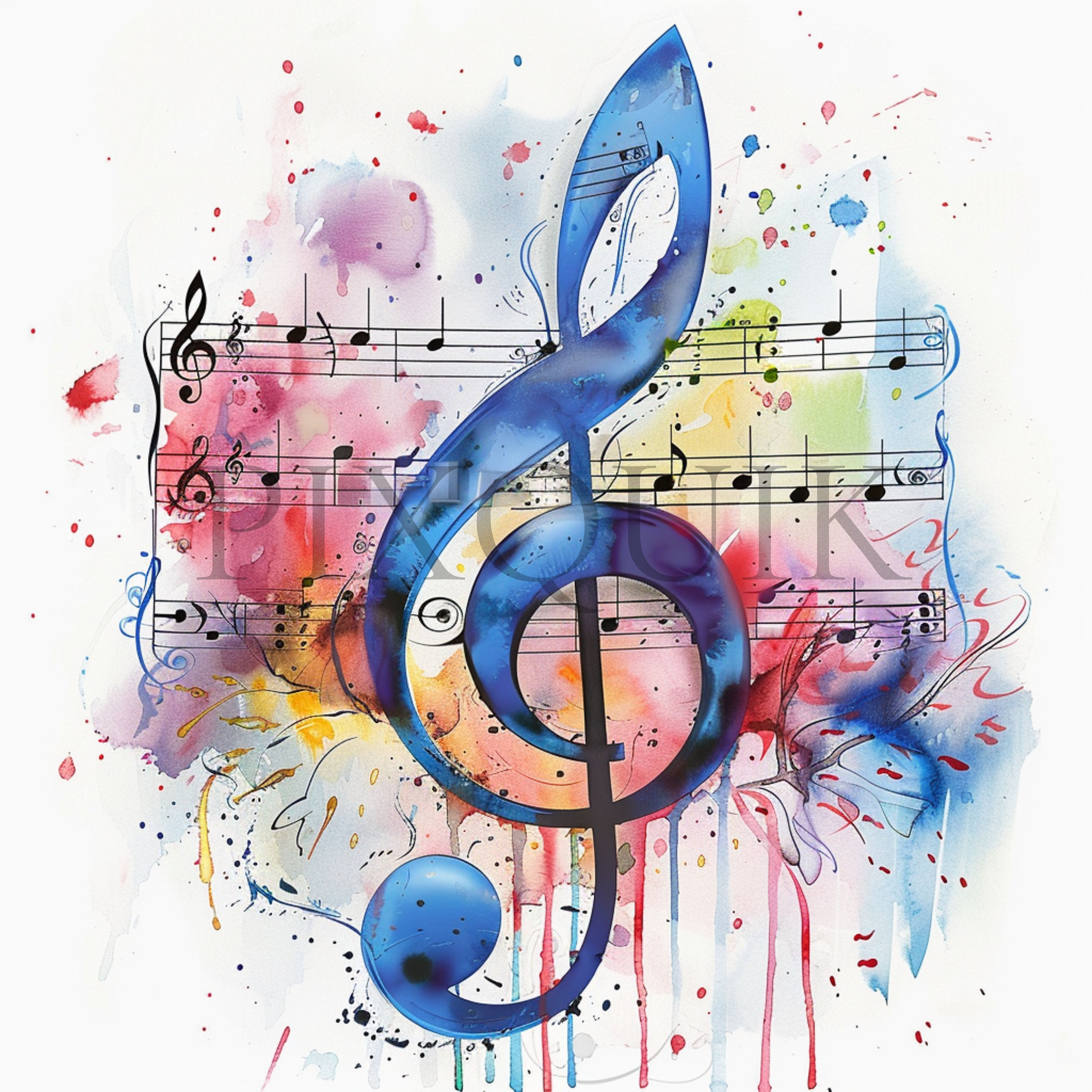 Watercolor Music Notes Clipart 10 High Quality Jpgs Digital Download ...