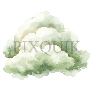 Watercolor Green Cloud Clipart | Weather Design (10 JPG & PNG Files) - Etsy