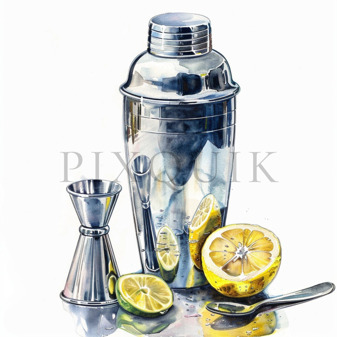 Watercolor Cocktail Shaker Clipart | Beverage Illustration (digital ...