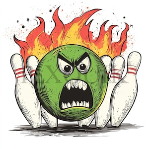 Watercolor Bowling Pin Clipart 10 High Quality PNG Fire Bowling Pin ...