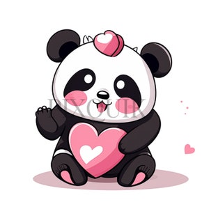 Valentine Cute Panda Clipart | Valentines Day Graphics in PNG and SVG ...